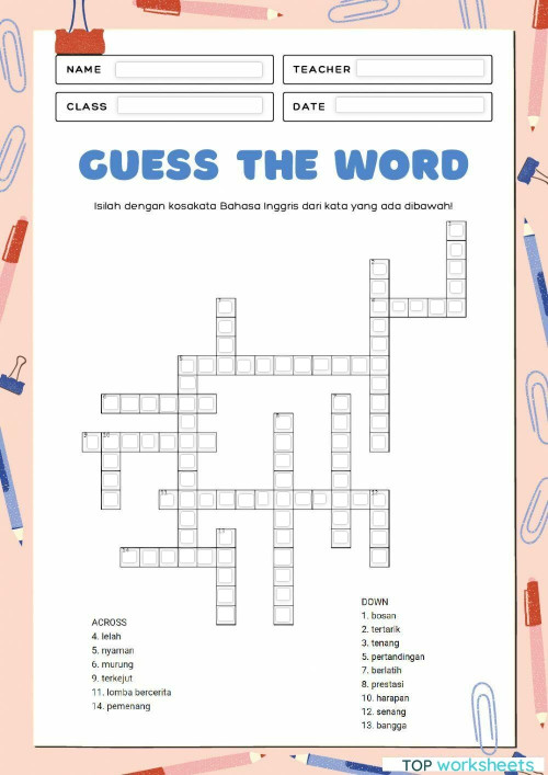 Guess the word. Interactive worksheet | TopWorksheets