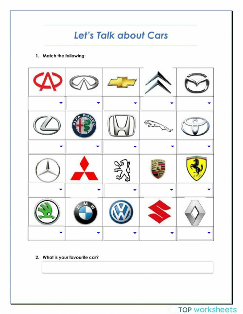 Conversation Starter - Cars and Logos. Interactive worksheet ...