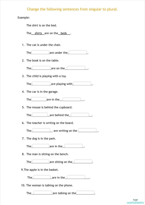 From singular to plural. Interactive worksheet | TopWorksheets