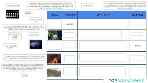 Duration of phenomena. Interactive worksheet | TopWorksheets