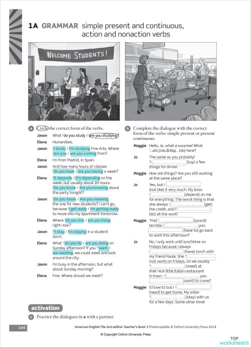 AEF 3 grammar simple present and continuous, action and nonaction verbs ...