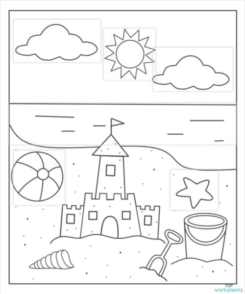 color the beach. Ficha interactiva | TopWorksheets
