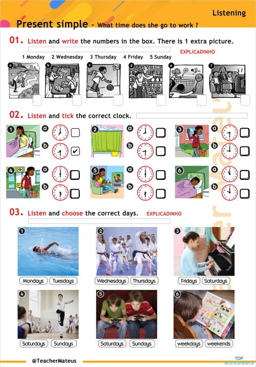 Listening: interactive worksheets and online exercises | TopWorksheets