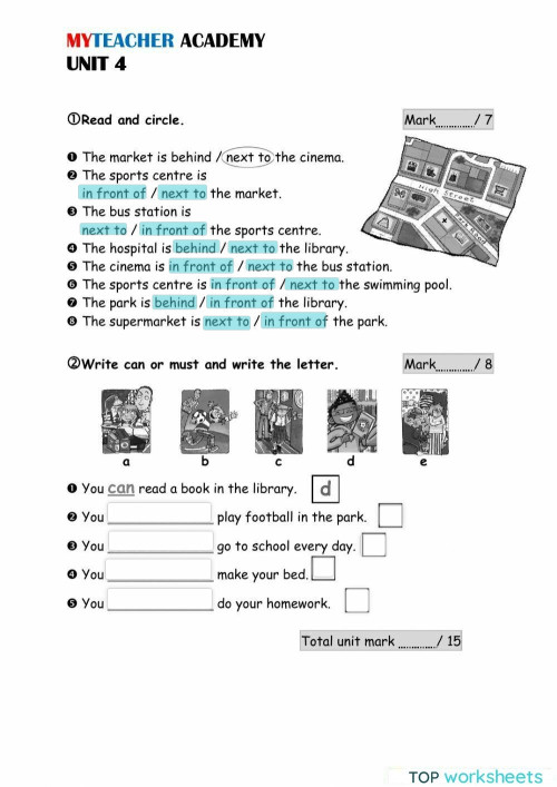 Kids A1 test unit 4. Interactive worksheet | TopWorksheets