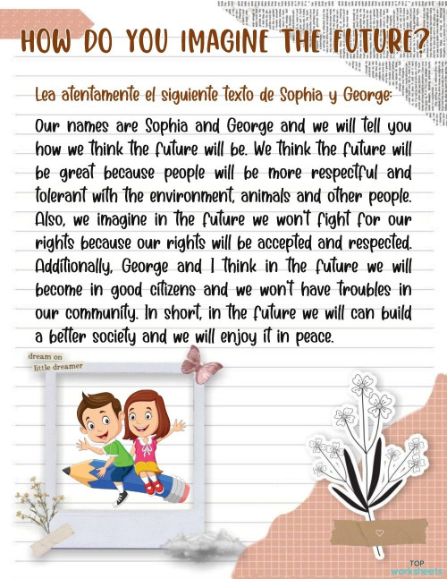 How do you imagine the future?. Interactive worksheet | TopWorksheets