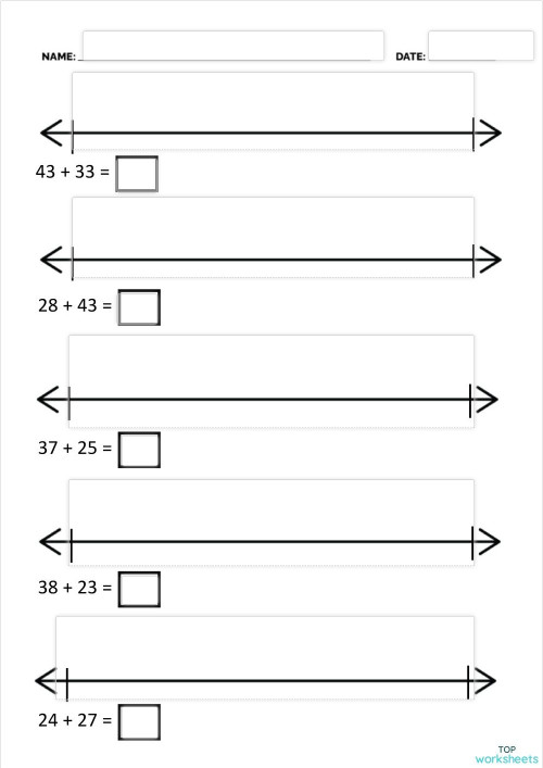 Split to add on the number line. Interactive worksheet | TopWorksheets