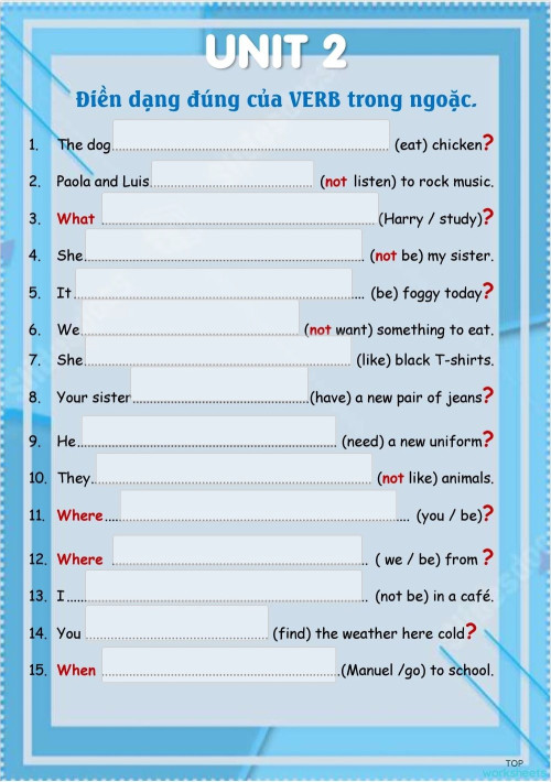 GRADE 6 - UNIT 2 - REVIEW 1. Interactive worksheet | TopWorksheets