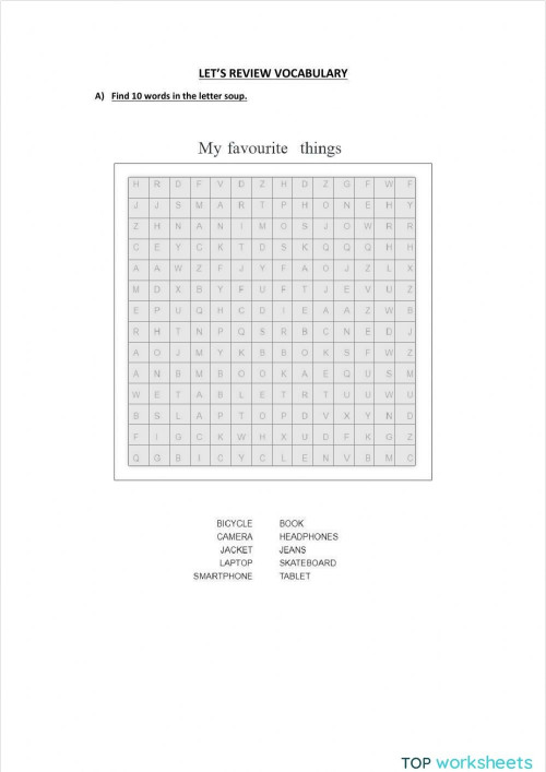 My Favourite Things. Interactive worksheet | TopWorksheets