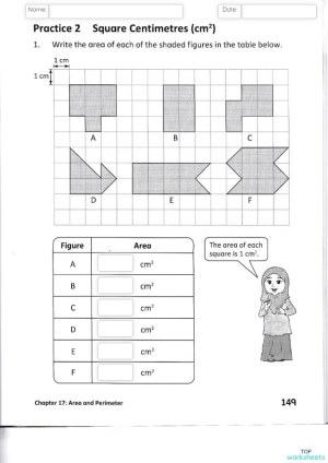 Area: Square Centimetres Y3. Interactive worksheet | TopWorksheets