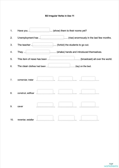 A2 Irregular verbs 15. Interactive worksheet | TopWorksheets