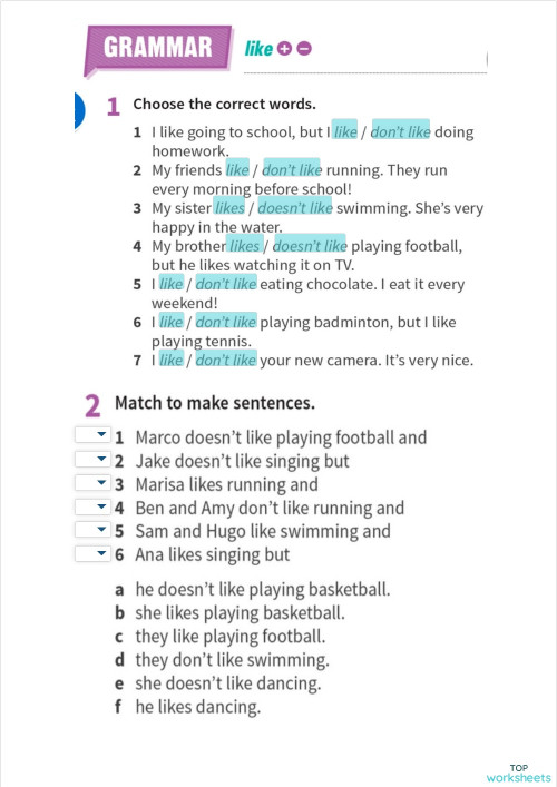 UNIT 9 GRAMMAR PAG 41. Interactive worksheet | TopWorksheets