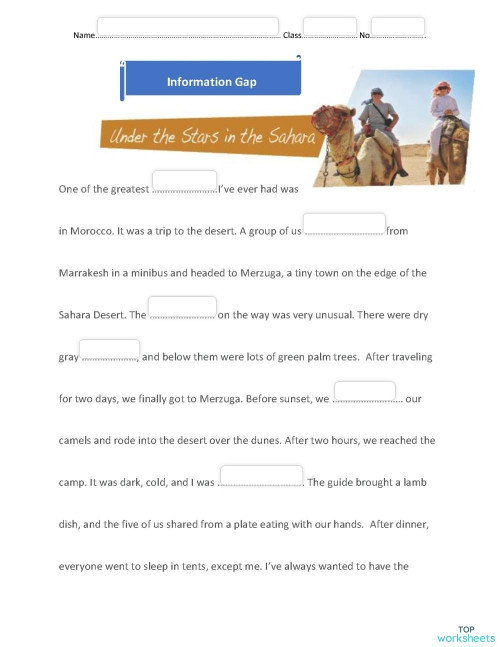 Information Gap. Interactive worksheet | TopWorksheets