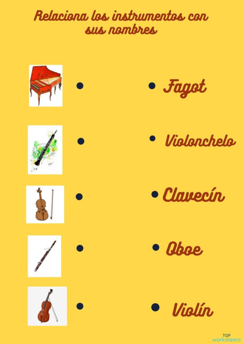 Relaciona los instrumentos con sus nombres. Ficha interactiva ...