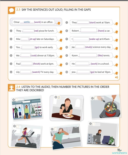 talking about routines workbook 2. Interactive worksheet | TopWorksheets