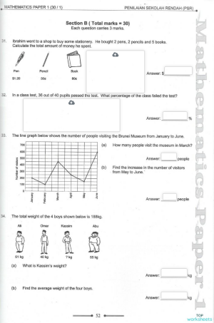 PSR PRACTICE / MATHS 1 (SECTION B) / 2012. Interactive worksheet ...