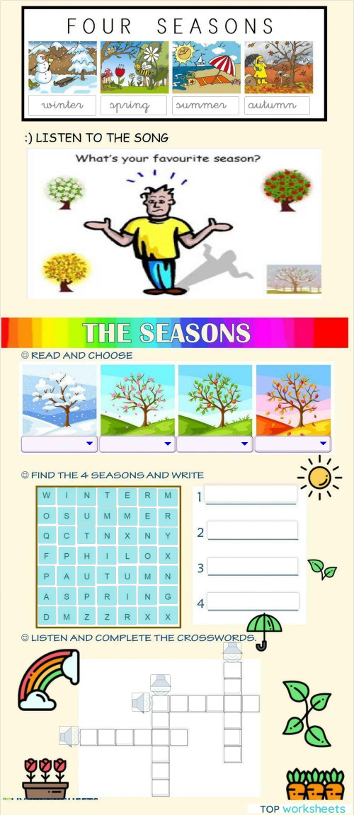 English 2- Unit 2 - Seasons. Interactive worksheet | TopWorksheets