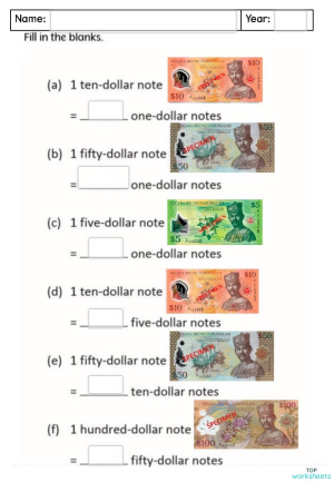 Exchange Money - Notes. Interactive worksheet | TopWorksheets