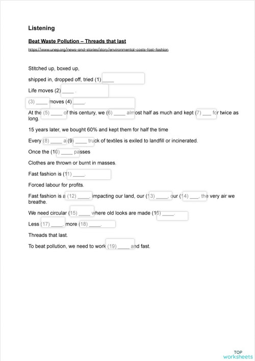 Clothes song. Interactive worksheet | TopWorksheets