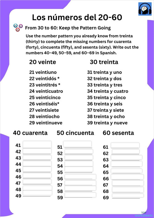 Escritura de números: Los números en palabras. Ficha interactiva ...