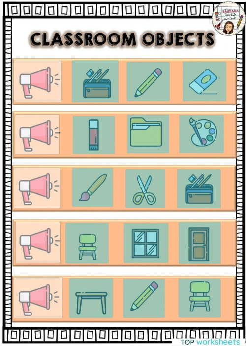 Classroom objects listen. Interactive worksheet | TopWorksheets