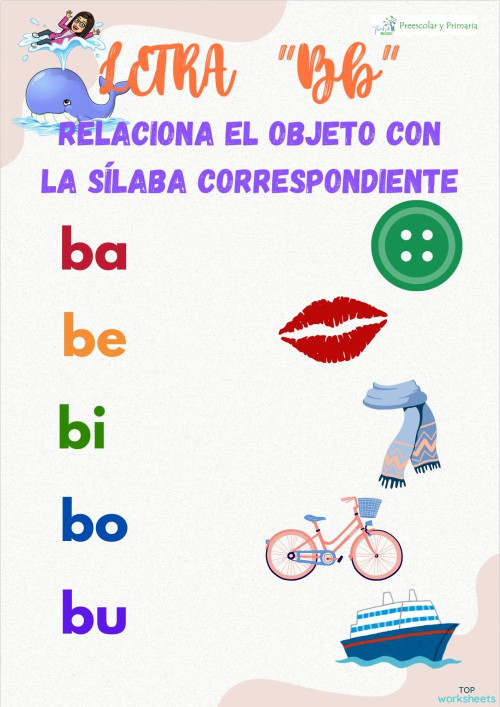 Sílabas con "b"_Mtra. Faby. Ficha interactiva | TopWorksheets