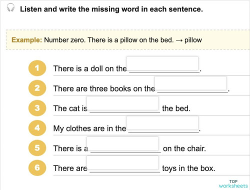 Listen and write Grade 3. Interactive worksheet | TopWorksheets