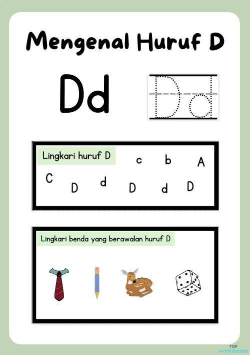 MENULIS HURUF D. Interactive worksheet | TopWorksheets
