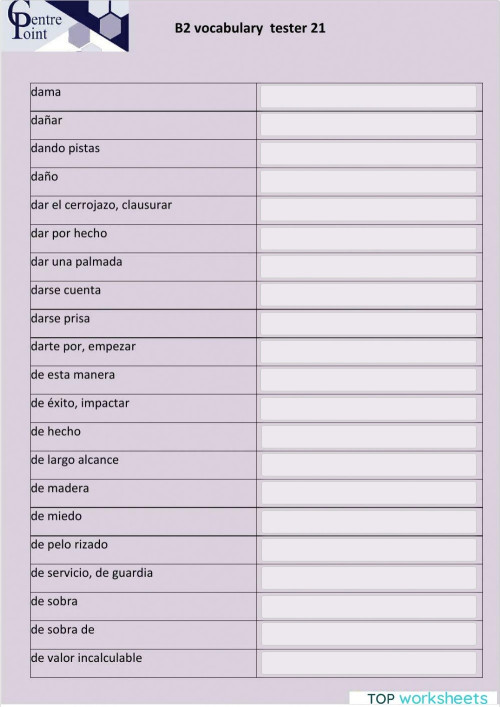 Vocabulario b2 - page 21. Interactive worksheet | TopWorksheets
