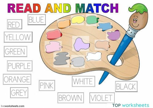 Match the colours. Interactive worksheet | TopWorksheets
