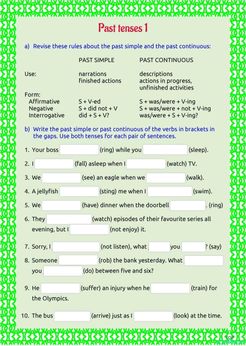Past tenses 1. Interactive worksheet | TopWorksheets