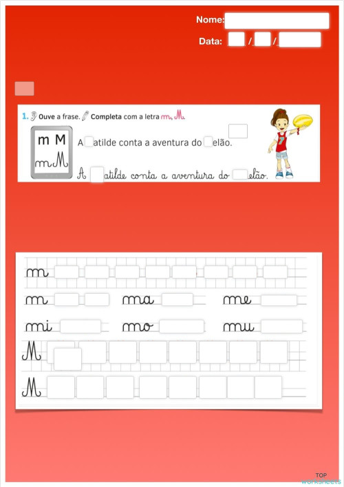 Ficha de trabalho letra M m. Ficha interativa | TopWorksheets