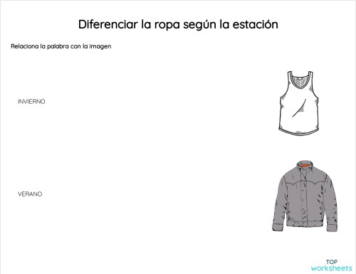 Diferenciar la ropa según la estación. Ficha interactiva | TopWorksheets