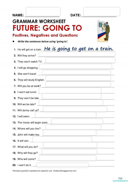 be going to. Interactive worksheet | TopWorksheets
