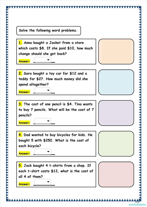 M_G02M16L69_WC02_one step word problem. Interactive worksheet ...