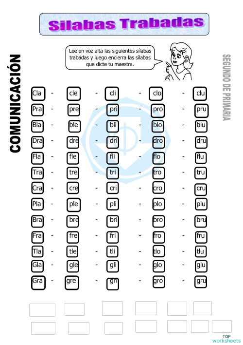 sílabas trabadas. Ficha interactiva | TopWorksheets