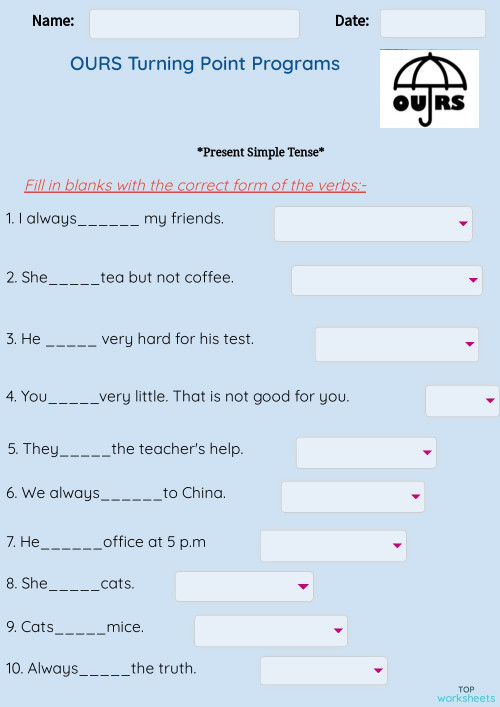 PRESENT SIMPLE. Interactive worksheet | TopWorksheets