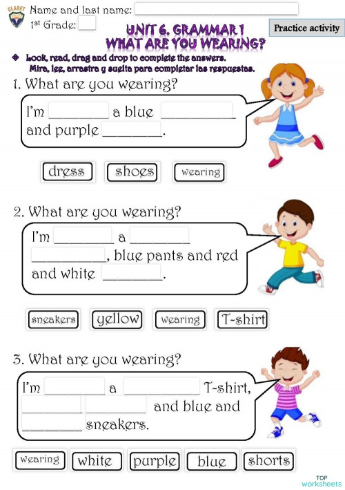 1st G. Unit 6. Grammar 1. Practice activity. Interactive worksheet ...
