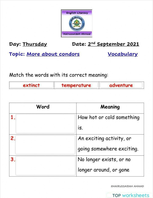 Vulture Culture. Interactive worksheet | TopWorksheets