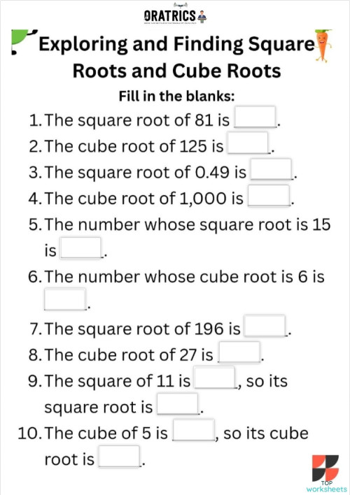 Squares and Cubes 31. Interactive worksheet | TopWorksheets