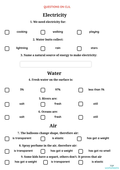 clil english. Interactive worksheet | TopWorksheets