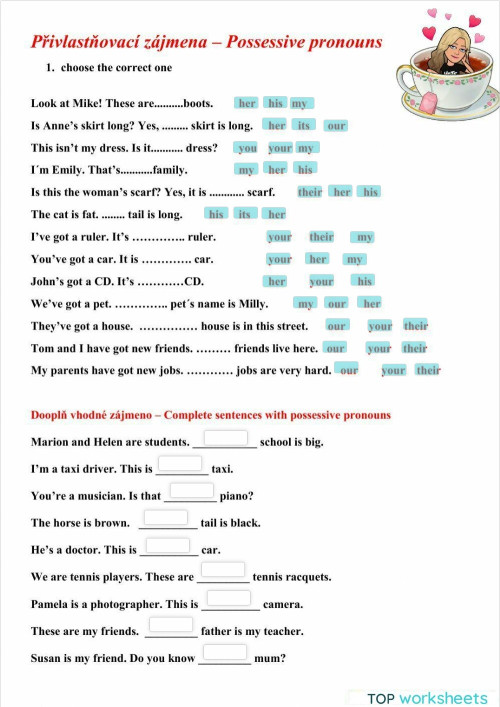 Possessive pronouns. Interactive worksheet | TopWorksheets