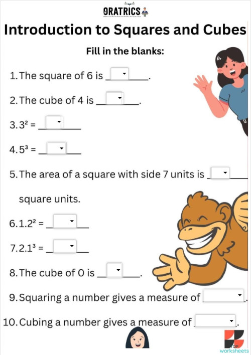 Squares and Cubes 02. Interactive worksheet | TopWorksheets