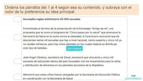 Características de los párrafos. Ficha interactiva | TopWorksheets