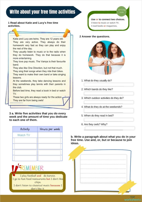 IITrim 4.4 Write about your fri time activities. Interactive worksheet ...