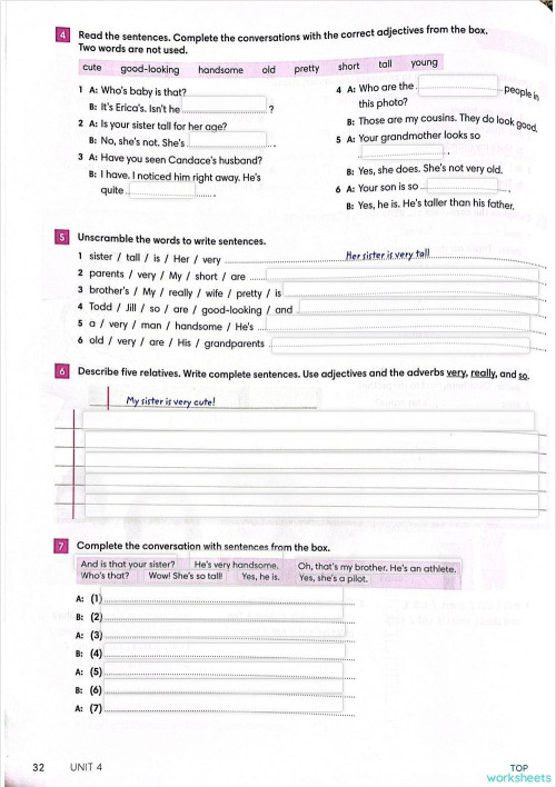 Adjectives - Handsome - Pretty. Interactive worksheet | TopWorksheets