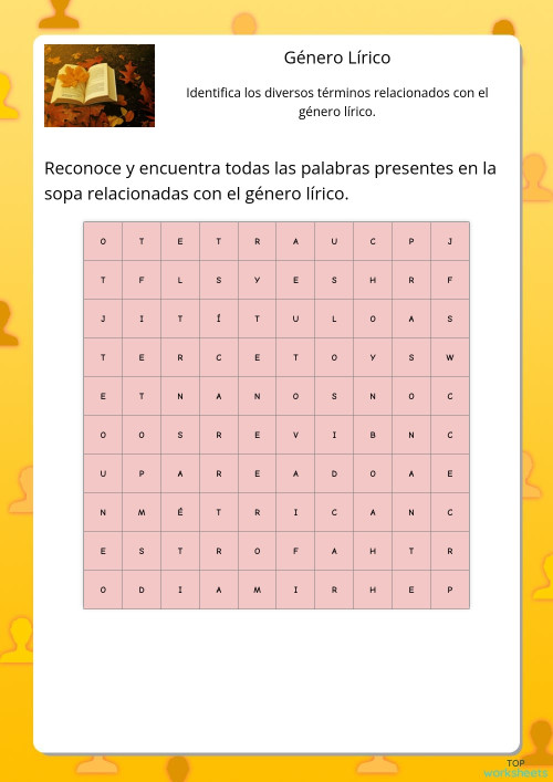 Género Lírico. Ficha interactiva | TopWorksheets