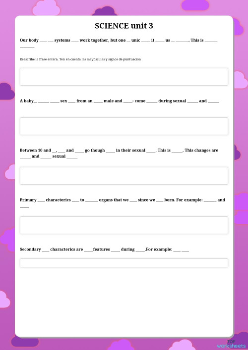SCIENCE unit 3. Ficha interactiva | TopWorksheets