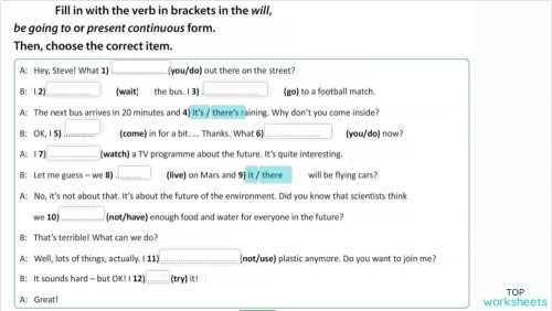 Future Action Will/Be going to/Present Continuous Tense. Interactive ...