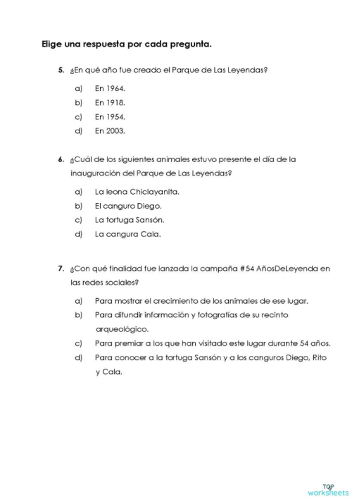 selección múltiple. Ficha interactiva | TopWorksheets