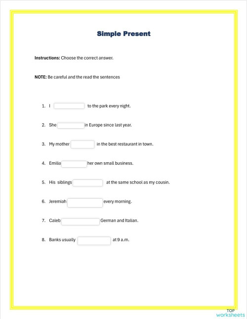 Simple Present activity. Interactive worksheet | TopWorksheets